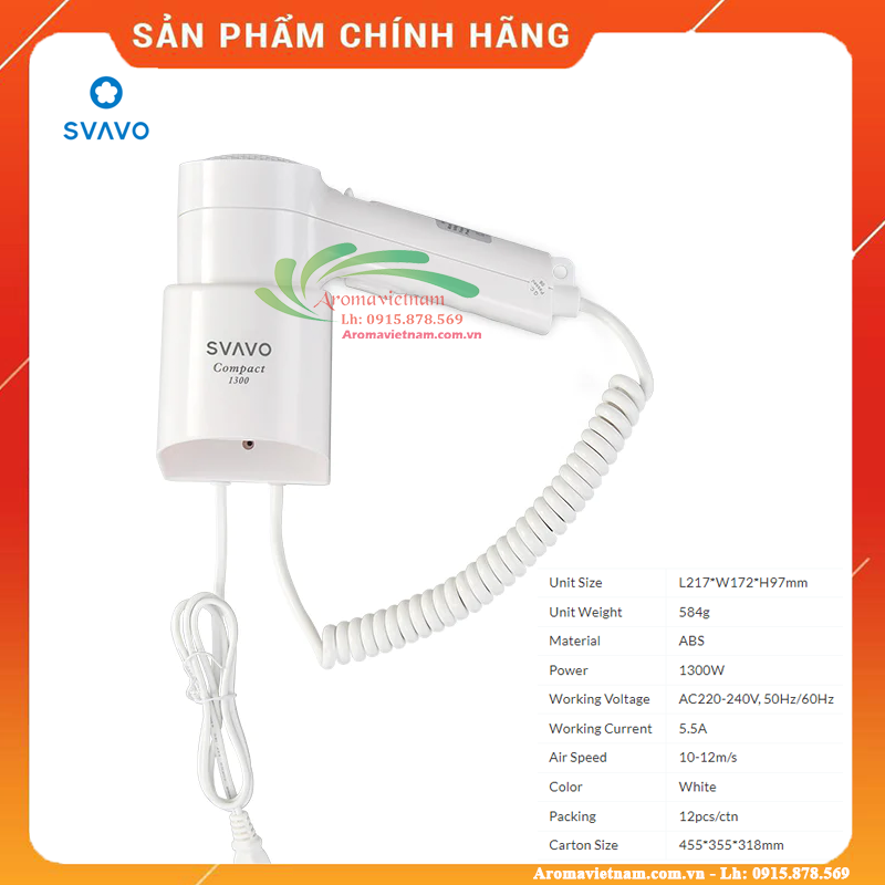 MÁY SẤY TÓC TREO TƯỜNG CAO CẤP SVAVO V-171-1